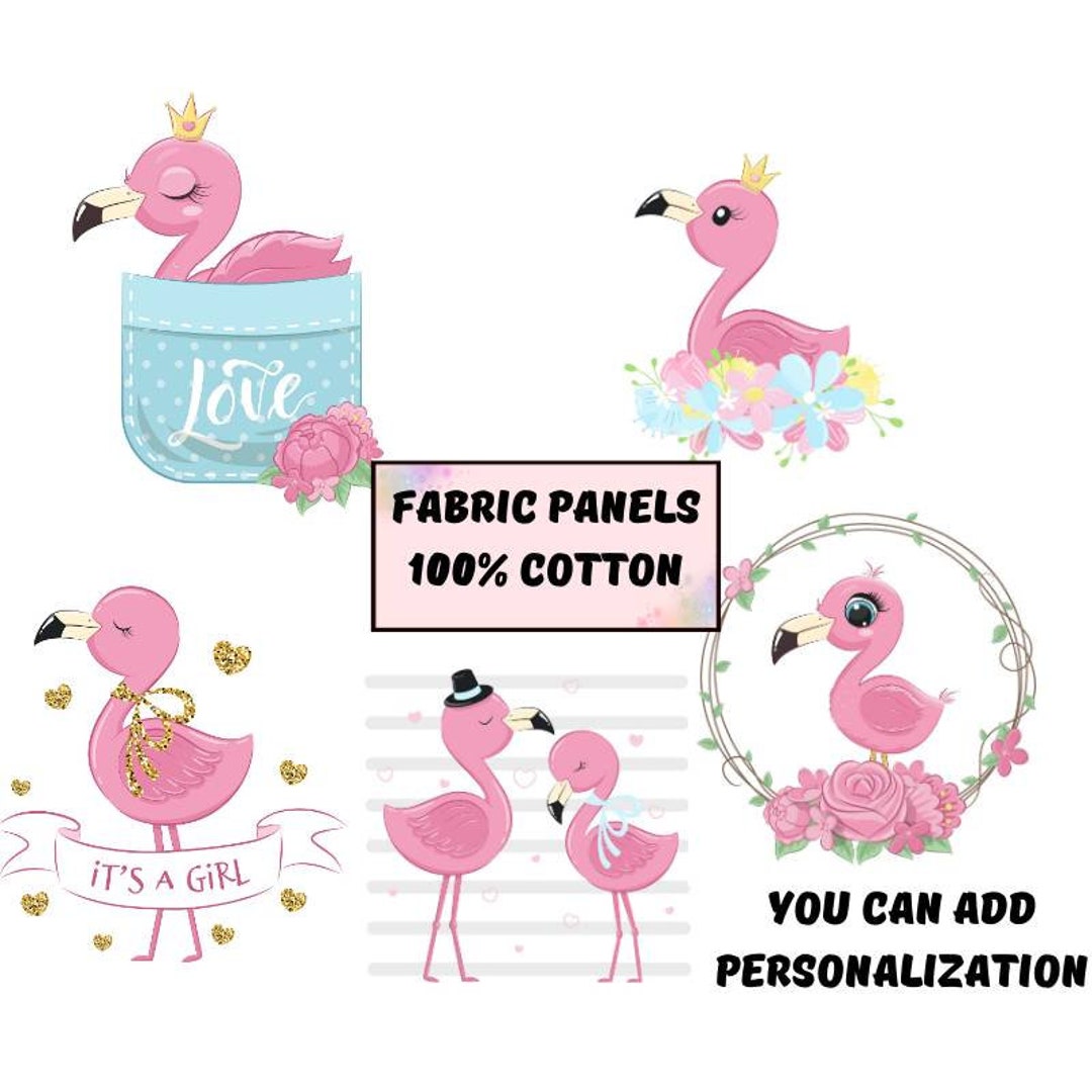 Pink Flamingo Fabric Panel for Quilting, Baby Quilt Panel for Girl ...