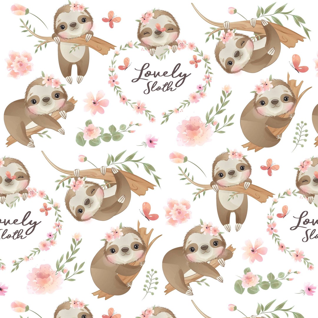 Sloth Fabric by the Yard, Quilting Fabrics Panels, Novelty Fabrics ...