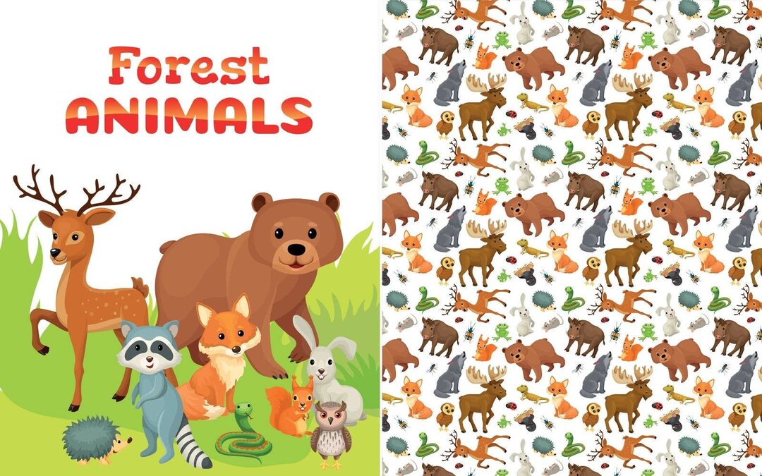 Forest Animals Fabric Panel for Quilting, Novelty Woodland Fabric ...