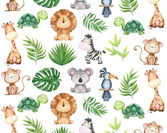 Cute Safari Animals Fabric Panel Multi - Etsy