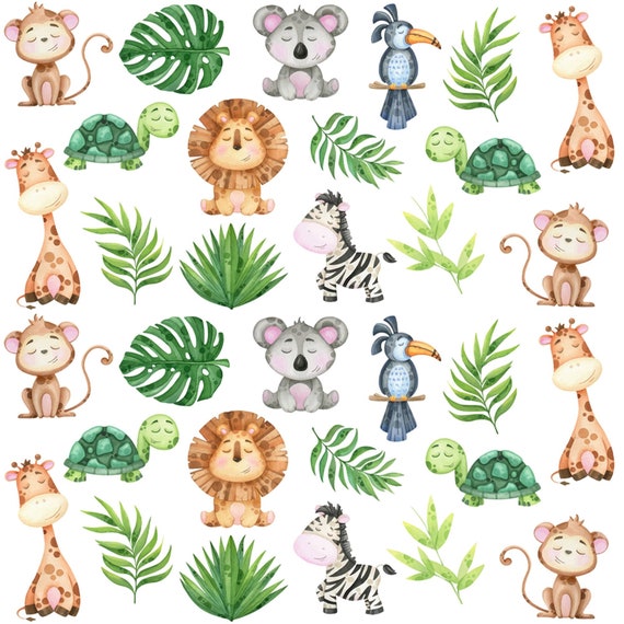 Animal fabric by the yard Safari animals fabric panels for | Etsy