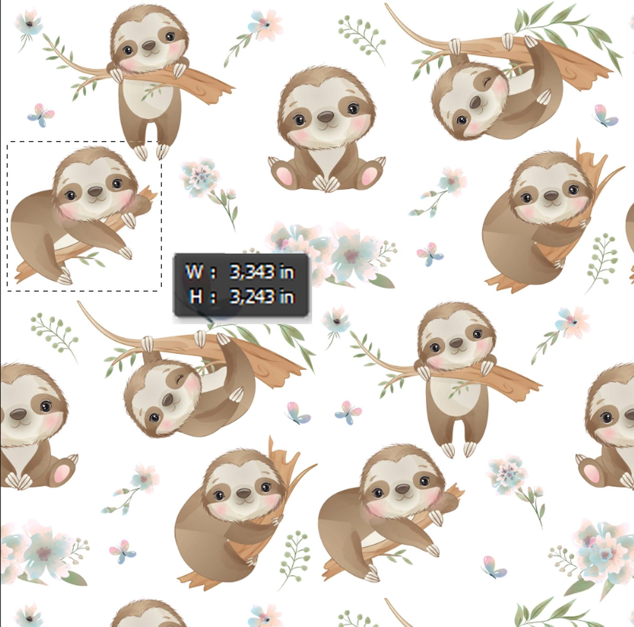 Sloth Fabric by the Yard Quilting Fabrics Panels Novelty | Etsy