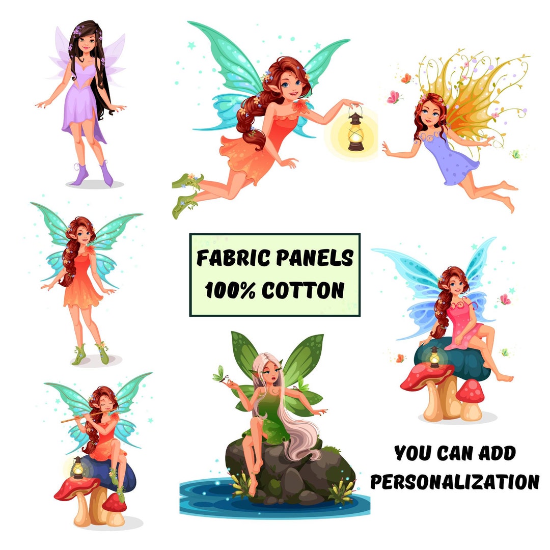 Fairy Fabric Panel, Cotton Fabric Fat Quarter Bundle, Fabric Panels for ...