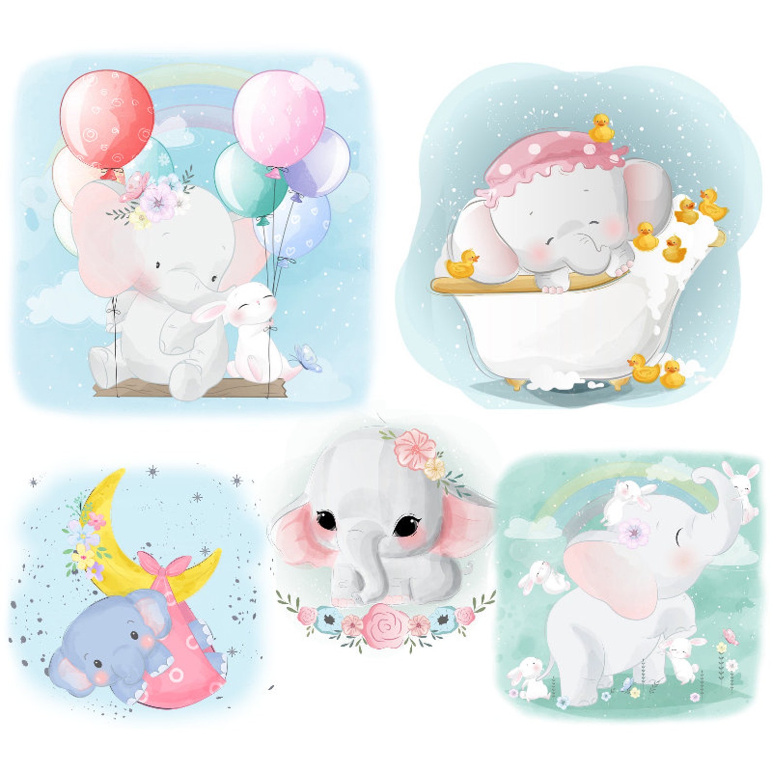 Elephant Fabric Panel for Baby Quilts Cute Baby Fabric Panel | Etsy