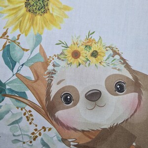 Sloth Baby Quilt Quilt Panel, Sloth Panel Fabric With Sunflowers, Sloth ...
