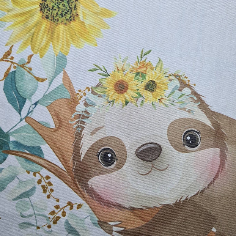 Sloth Baby Quilt Quilt Panel, Sloth Panel Fabric With Sunflowers, Sloth ...