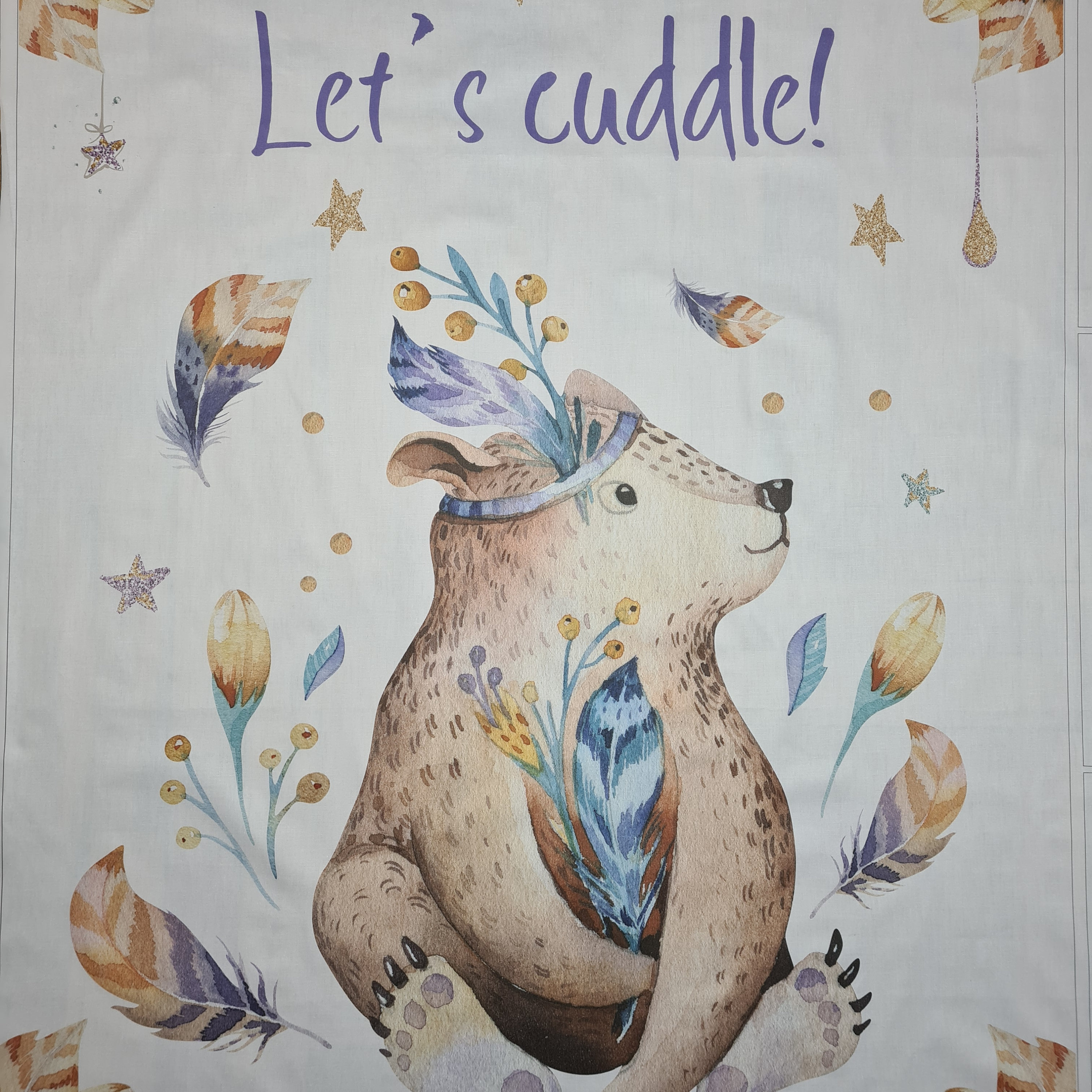 Boho woodland animal fabric panels for baby quilts Custom | Etsy