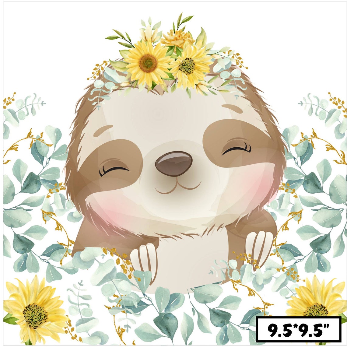 Baby Sloth Fabric Panel for Quilting Sloth With Sunflowers - Etsy