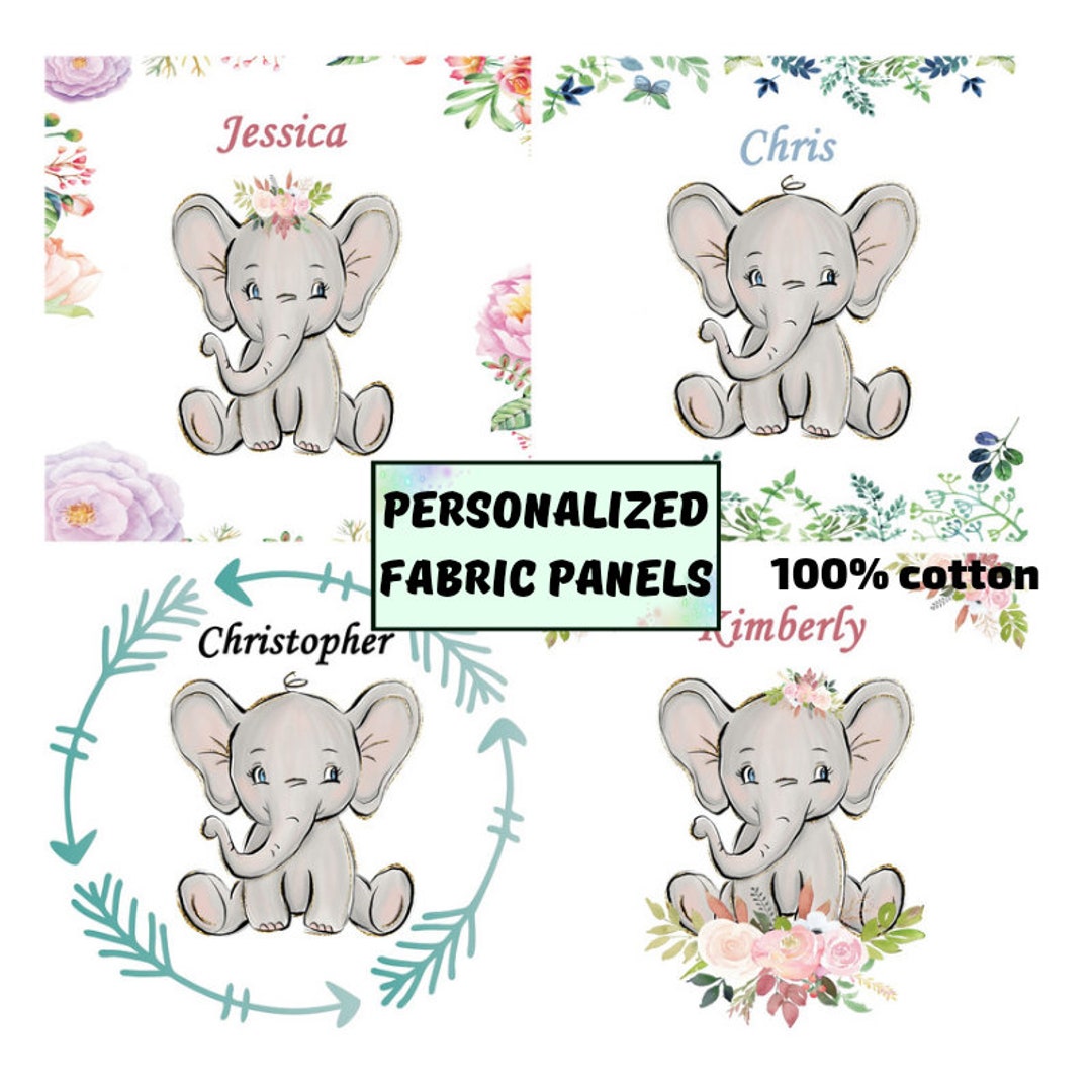 Elephant Fabric Panels for Quilting, Baby Elephant Floral Prints for ...