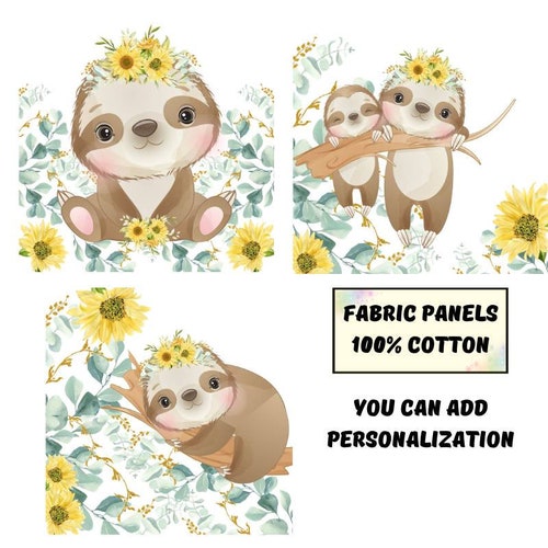 Sloth Baby Fabric Panel for Quilt Sloth Pillow Case Fabric - Etsy