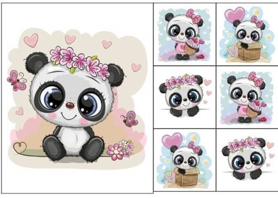 Panda Fabric Panel for Quilts, Baby Quilting Fabric, Cute Girl Quilt ...