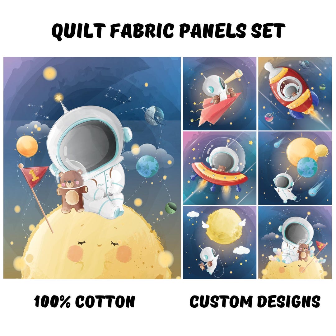 Space Fabric Panel for Quilting, Cosmic Baby Quilt Fabric Panels, Baby ...