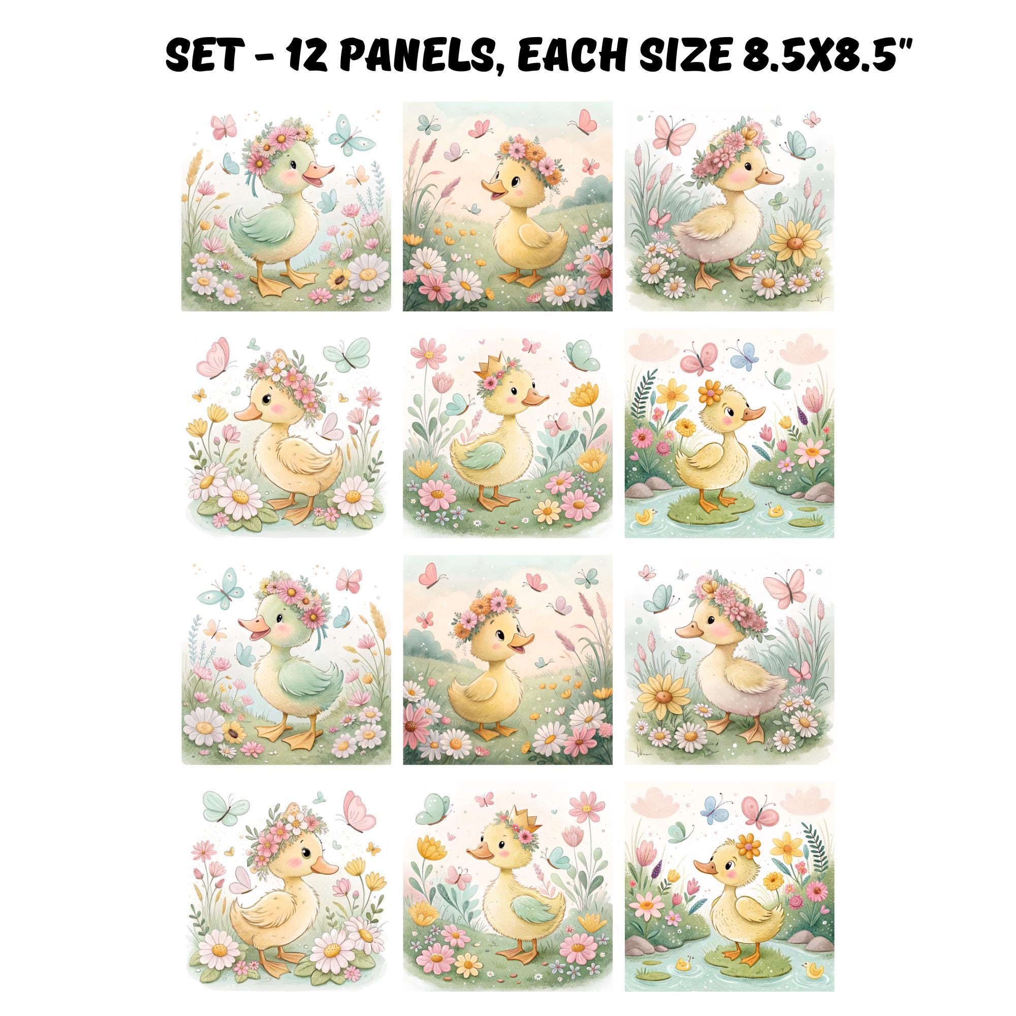 Cute Duck Fabric Panels for Quilting, Duck Lover Gift - Print Quilt ...