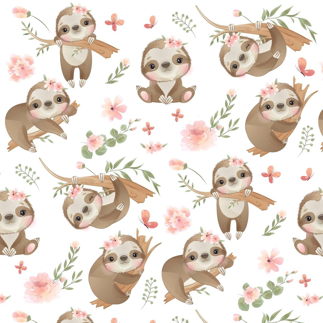 Sloth Fabric by the Yard, Quilting Fabrics Panels, Novelty Fabrics ...