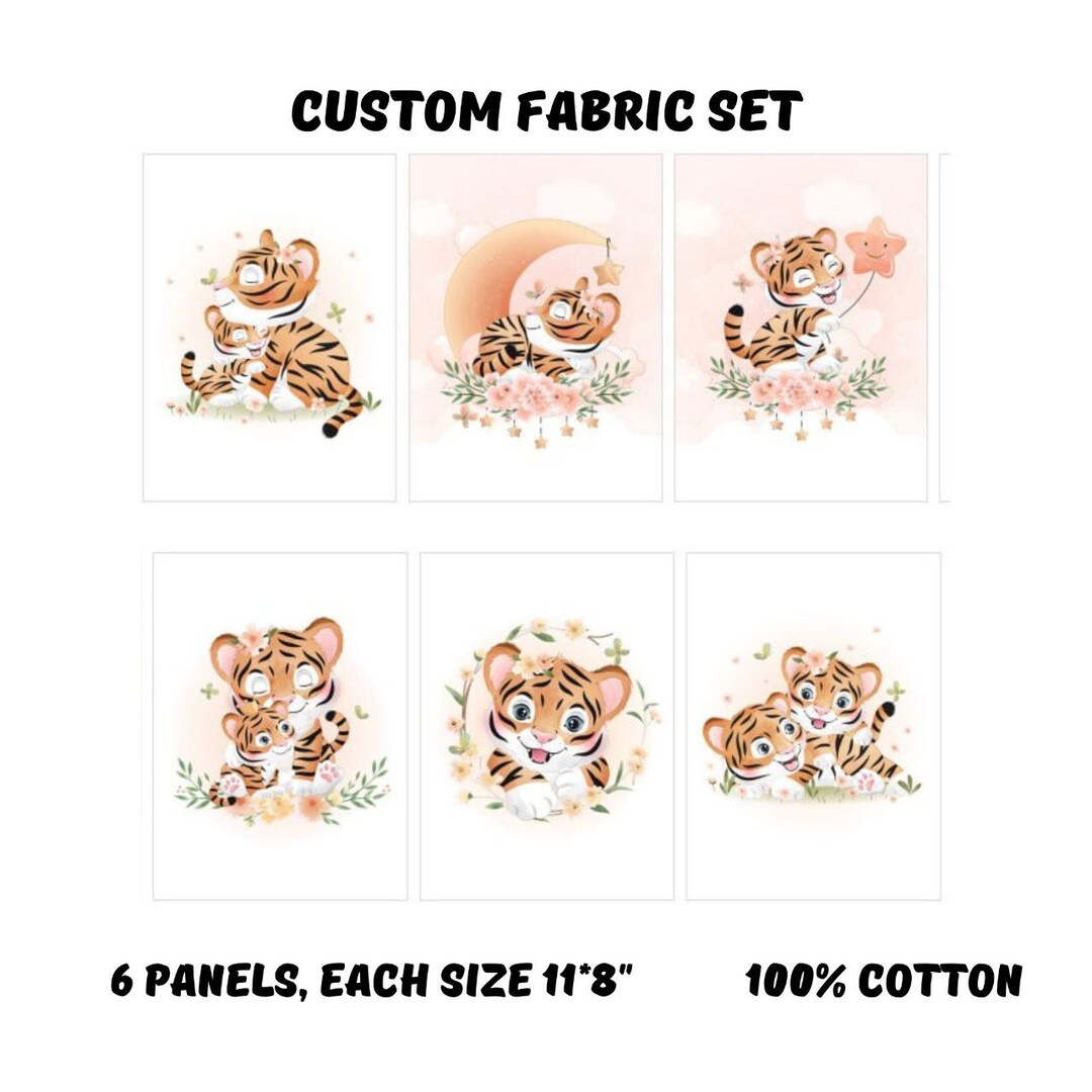 Cute Tiger Fabric Panel for Quilting, Cotton Baby Fabric Panel for ...