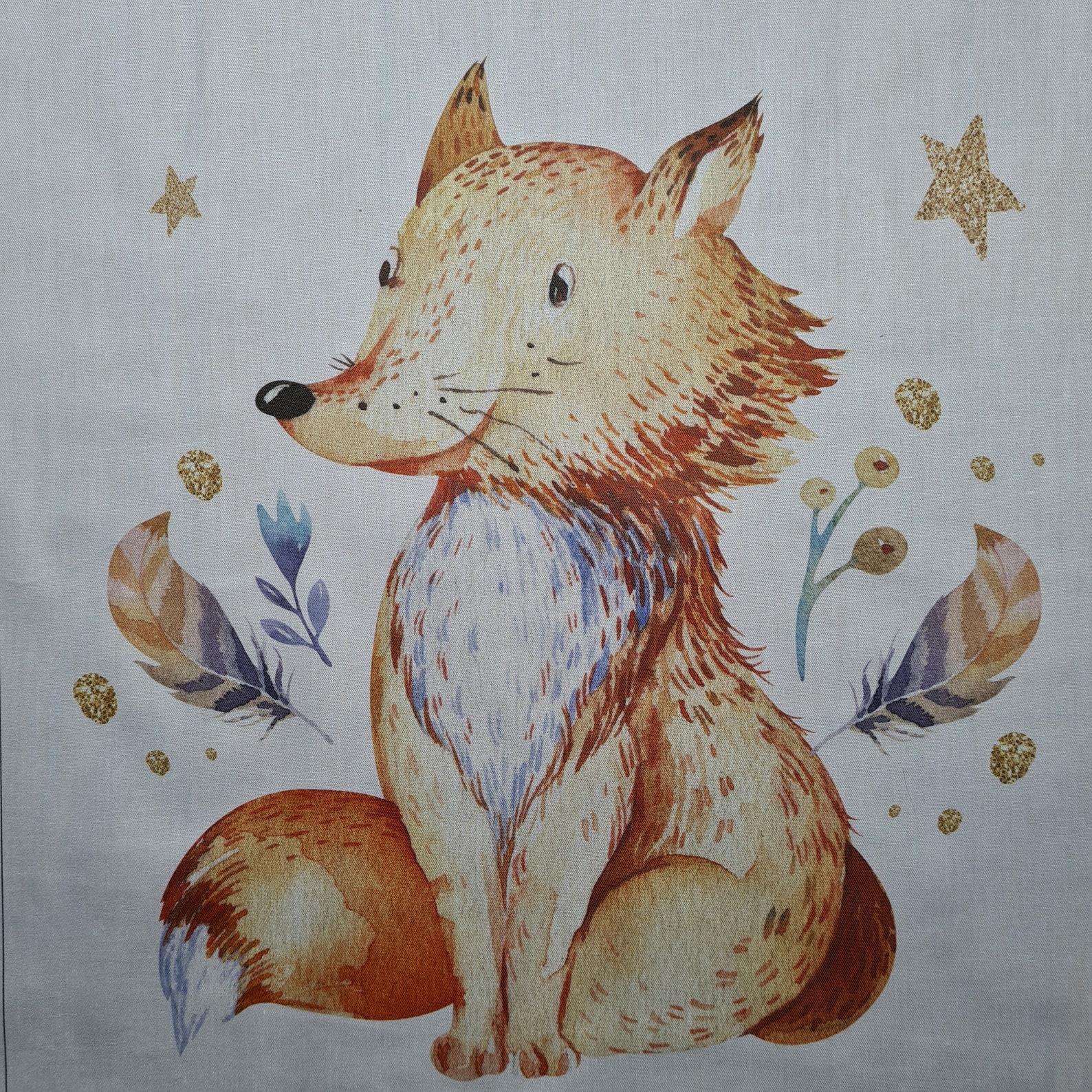 Boho woodland animal fabric panels for baby quilts Custom | Etsy