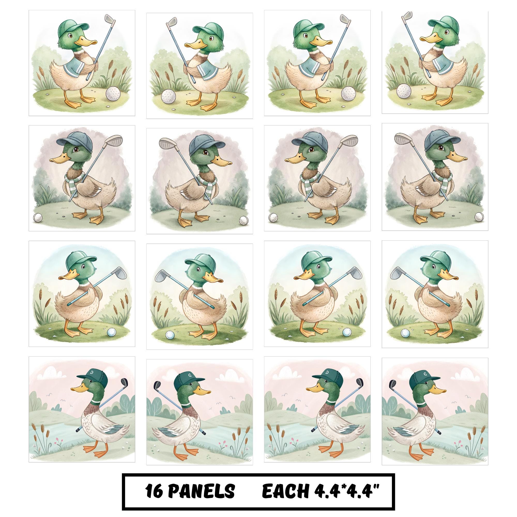 Juvenile Mallard Duck Fabric Panels for Quilting, Duck Lover Gift ...