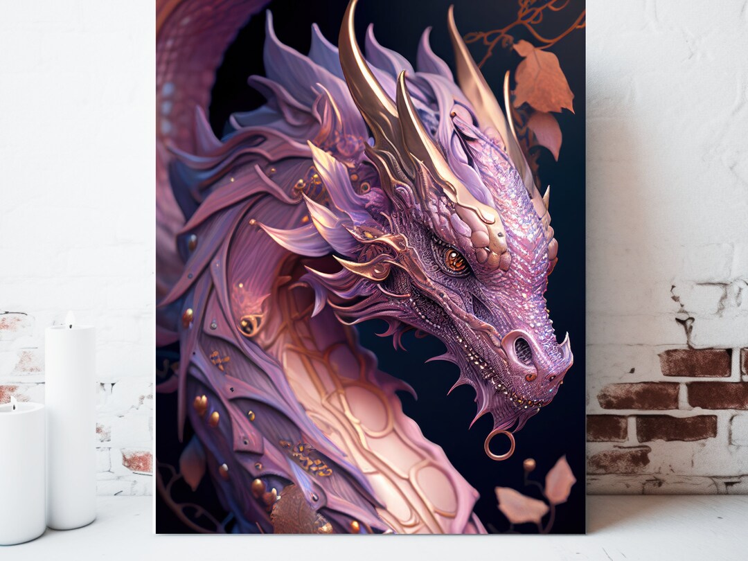 Dragon Canvas Wall Art, Wrapped Canvas, Whimsical Wall Art, Dragon ...