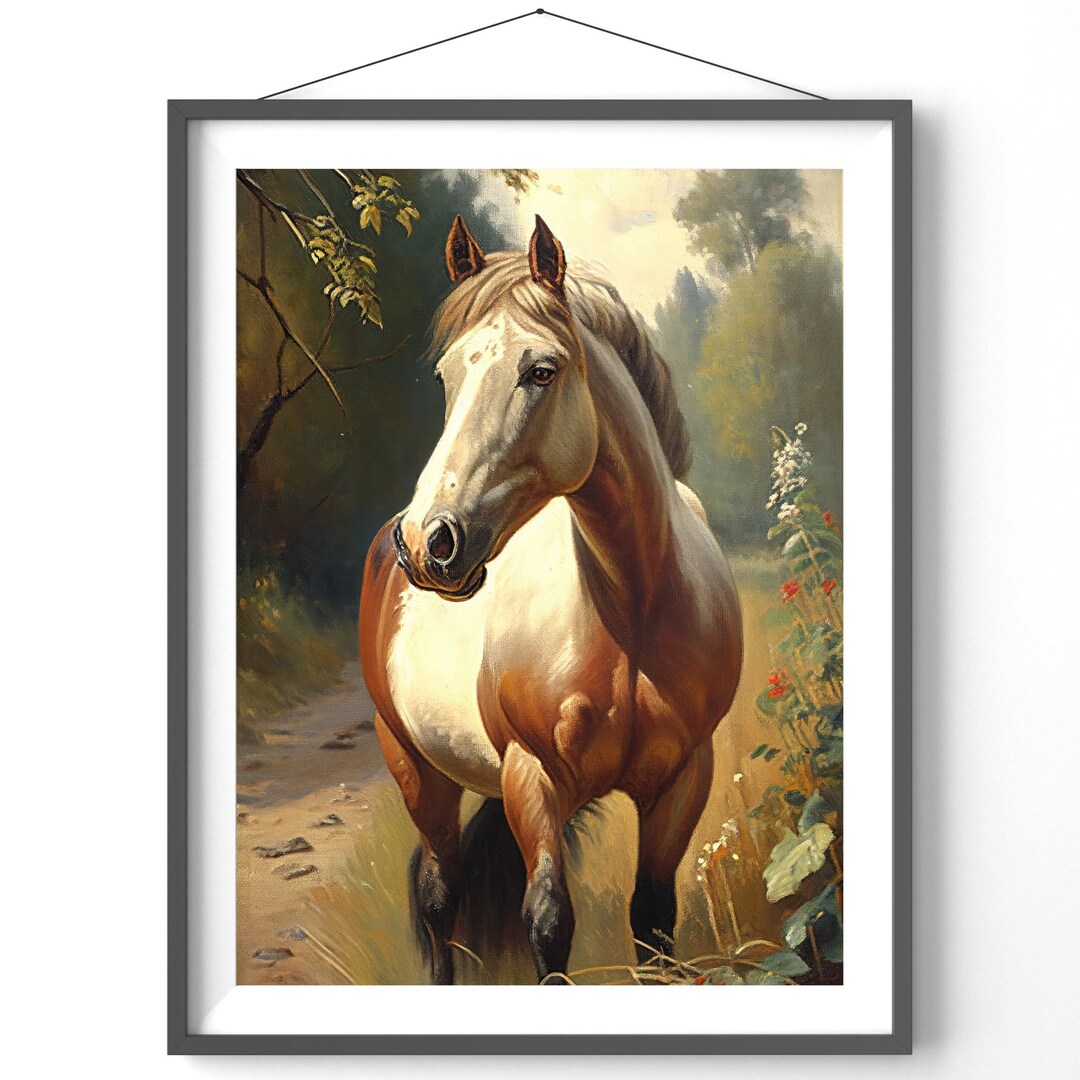 Vintage Horse Poster, Matte Vertical Posters, Oil Paint Wall Art ...