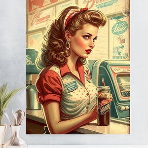 1950s Retro Canvas Print Wrapped Canvas 50s Wall Art Ready - Etsy