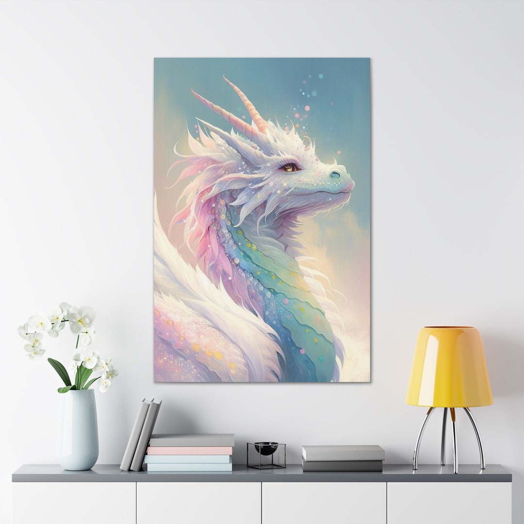 Baby Dragon Art - Whimsical Kids Wall Art Canvas Print in Watercolor ...