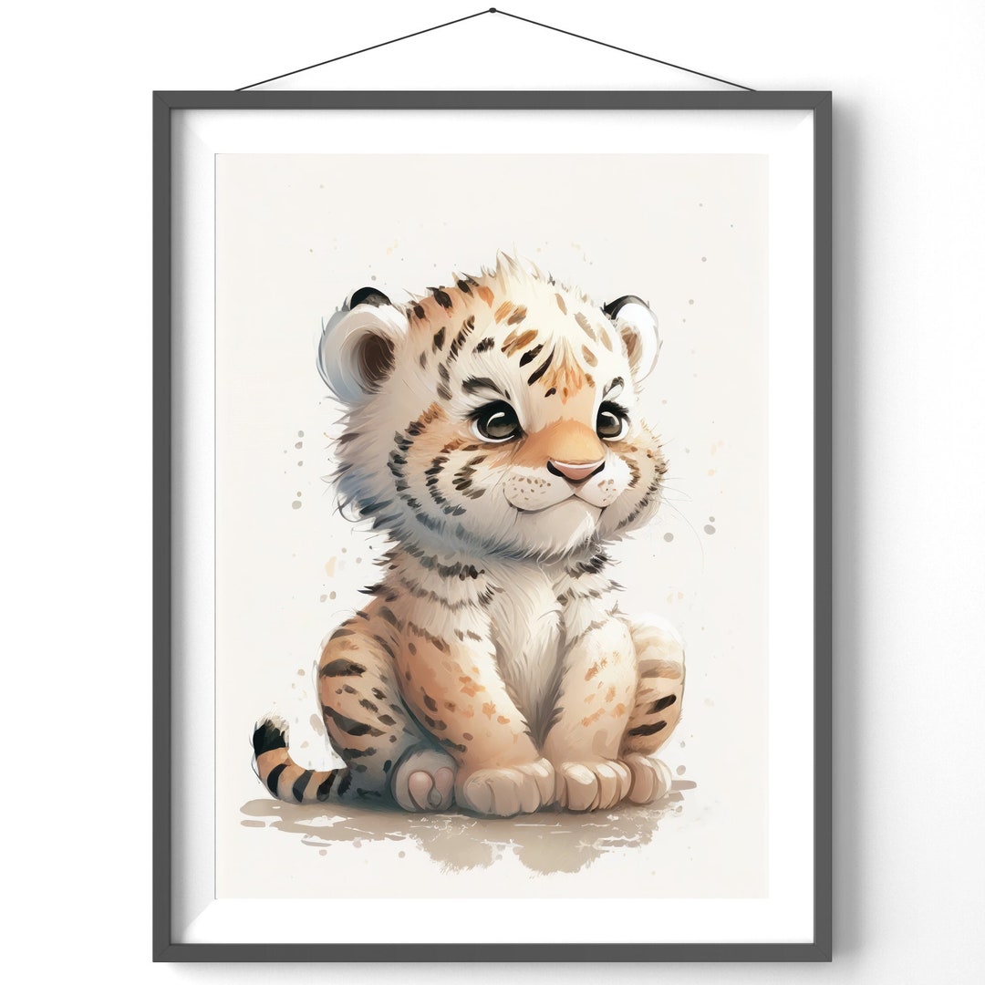 Baby Tiger Cub Poster | Watercolor Wall Art for Nursery | Matte ...