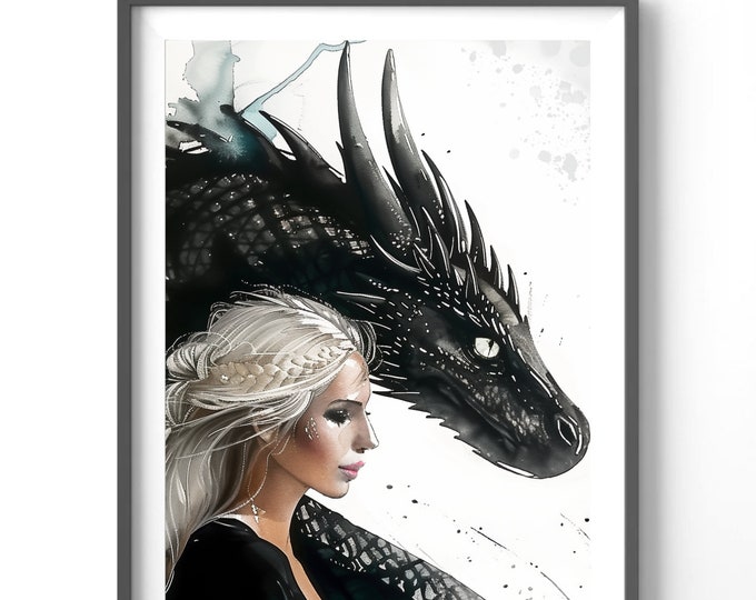 Emerald Fire: Targaryen Dragon Art Poster Fantasy Beast in Lush Forest ...