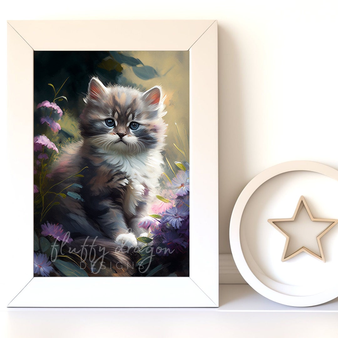 Cat Painting V2, Digital Download, Baby Animal Prints, Nursery Wall Art ...