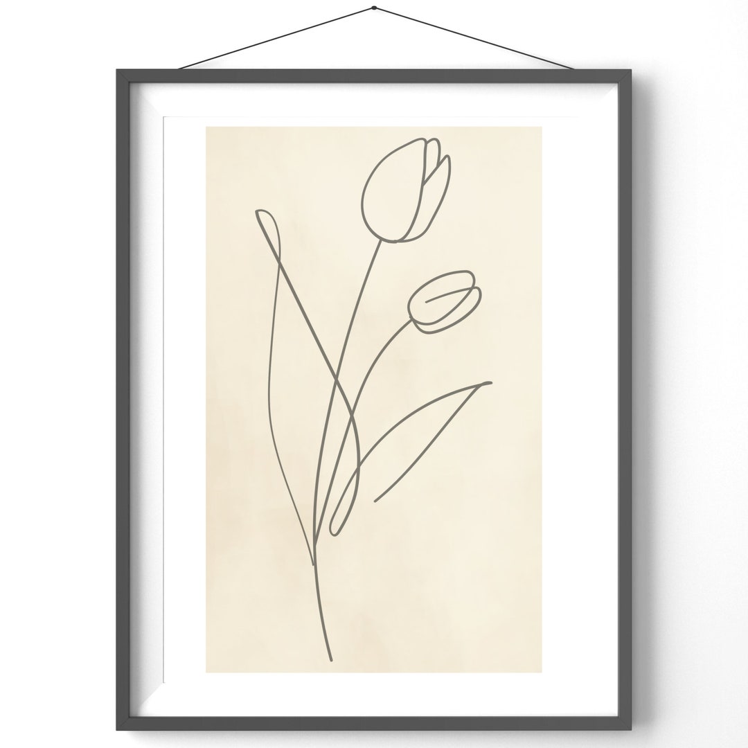 Floral Line Art Poster, Matte Vertical Posters, Abstract Wall Art ...