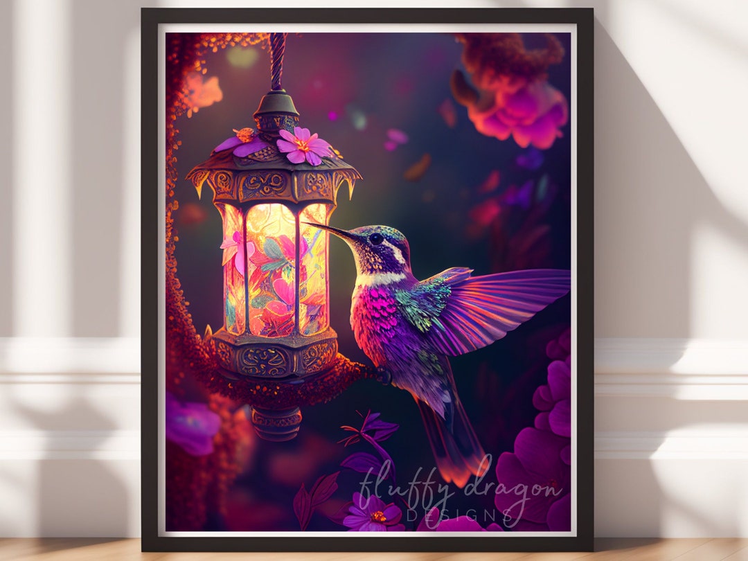 Magical Hummingbird Art - Digital Download, Fantasy Lantern Print ...