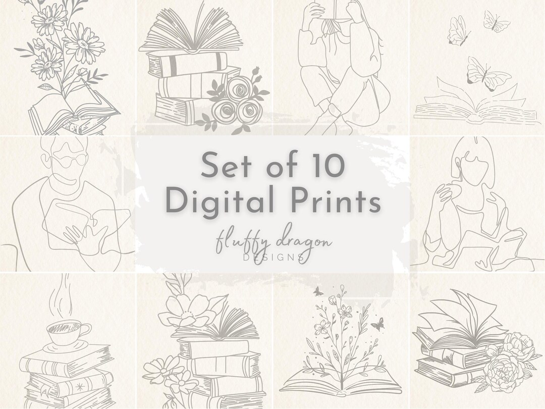 Books Line Art, Minimalist Wall Decor, Library Book Line Art, One Line ...