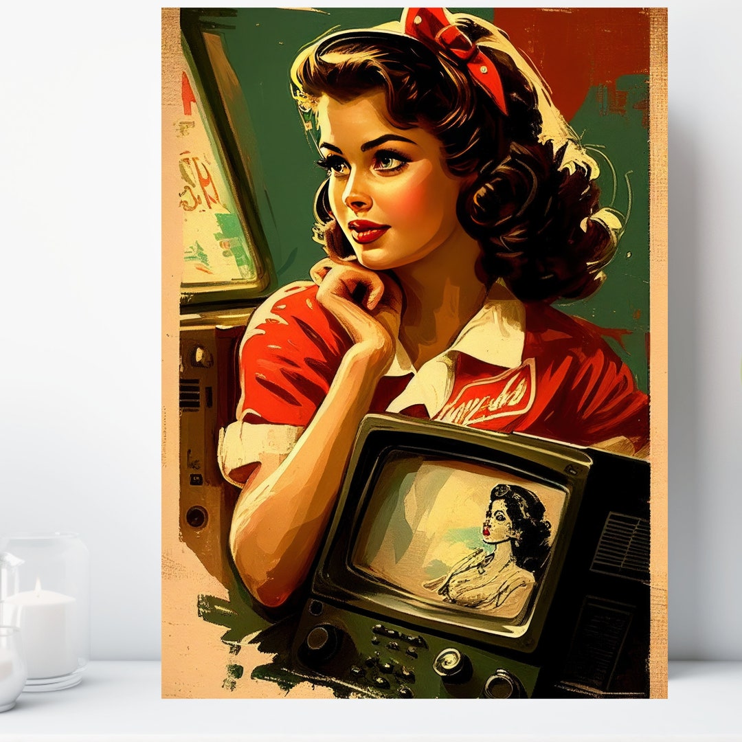 50s Wall Art - 1950s Retro Canvas Print, Wrapped Canvas, Vintage Home ...