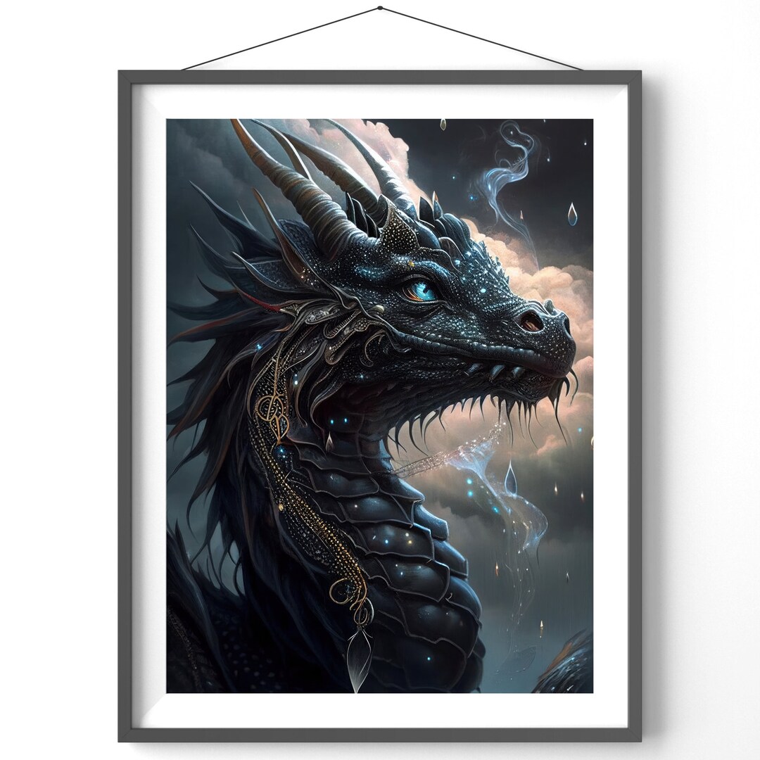 Black Dragon Poster | Matte Vertical Fantasy Wall Art | Dragon Lover ...