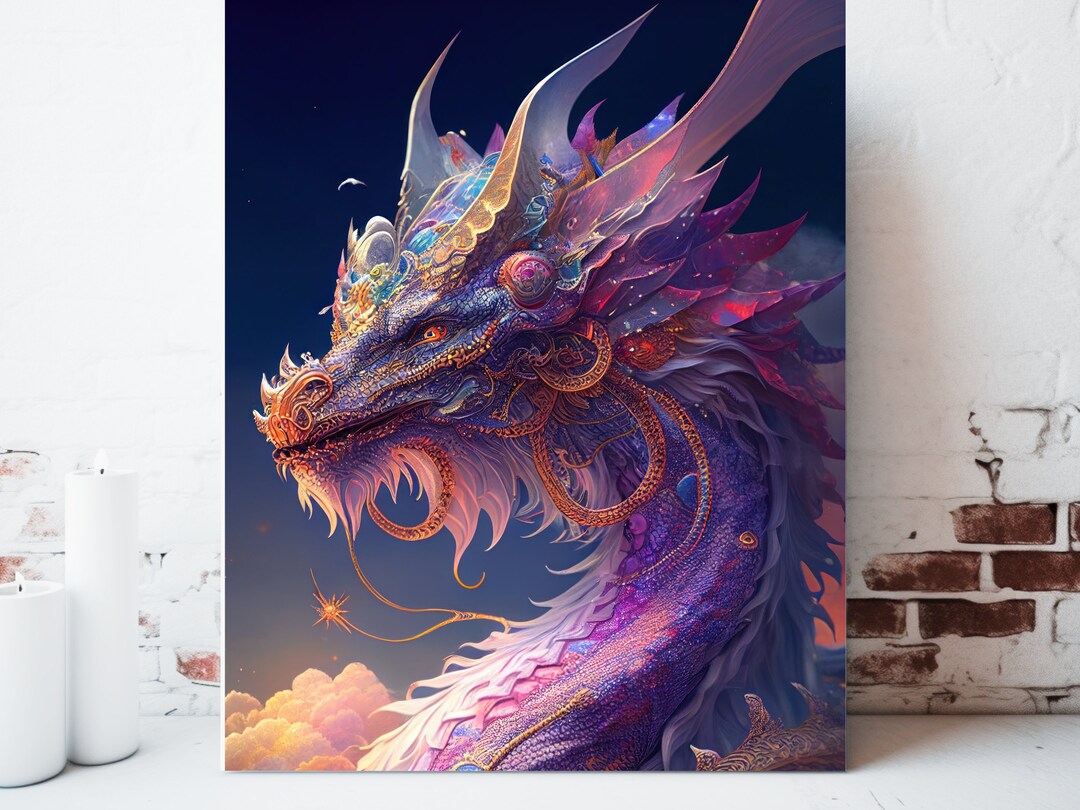 Dragon Canvas Wall Art Wrapped Canvas Whimsical Wall Art - Etsy