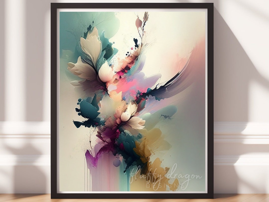 Printable Abstract Floral Wall Art, Colorful Digital Download, Modern ...