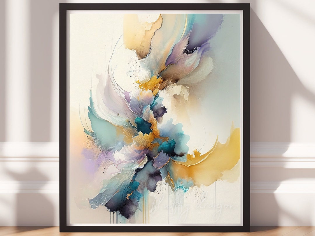 Modern Abstract Watercolor Art Print, Vibrant Digital Download ...