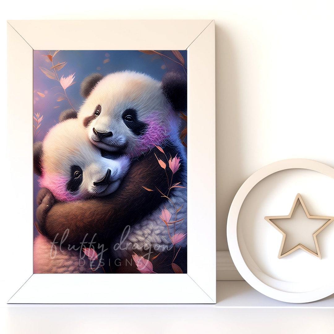 Panda Wall Decor, Baby Pandas Wall Art, Adorable Panda Lover Gift, Cute ...