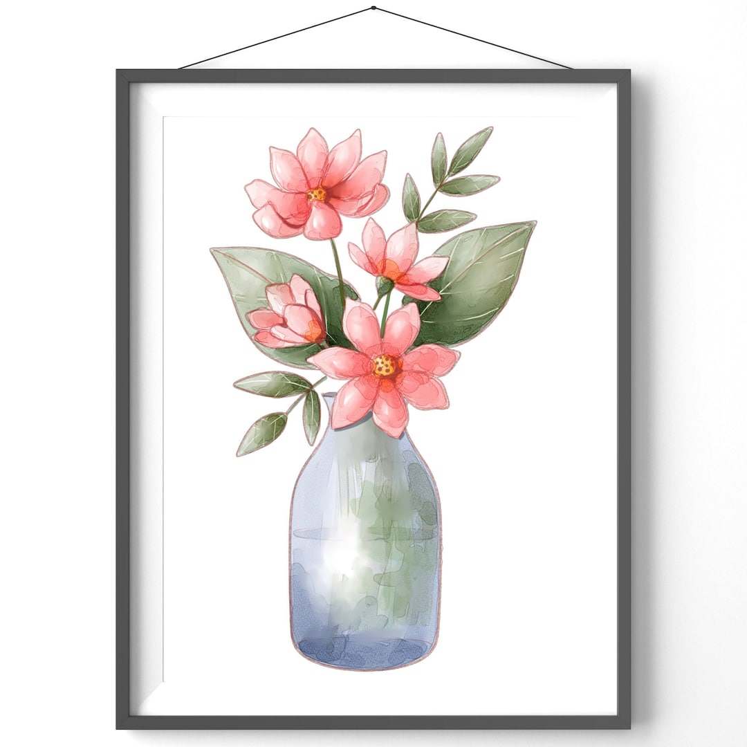 Affiche vintage vase de fleurs, affiches verticales mates, art mural ...