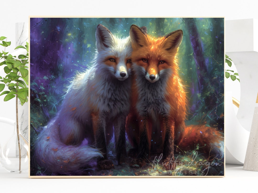 Foxes Digital Print, Red Fox, White Fox, Baby Fox, Digital Download ...