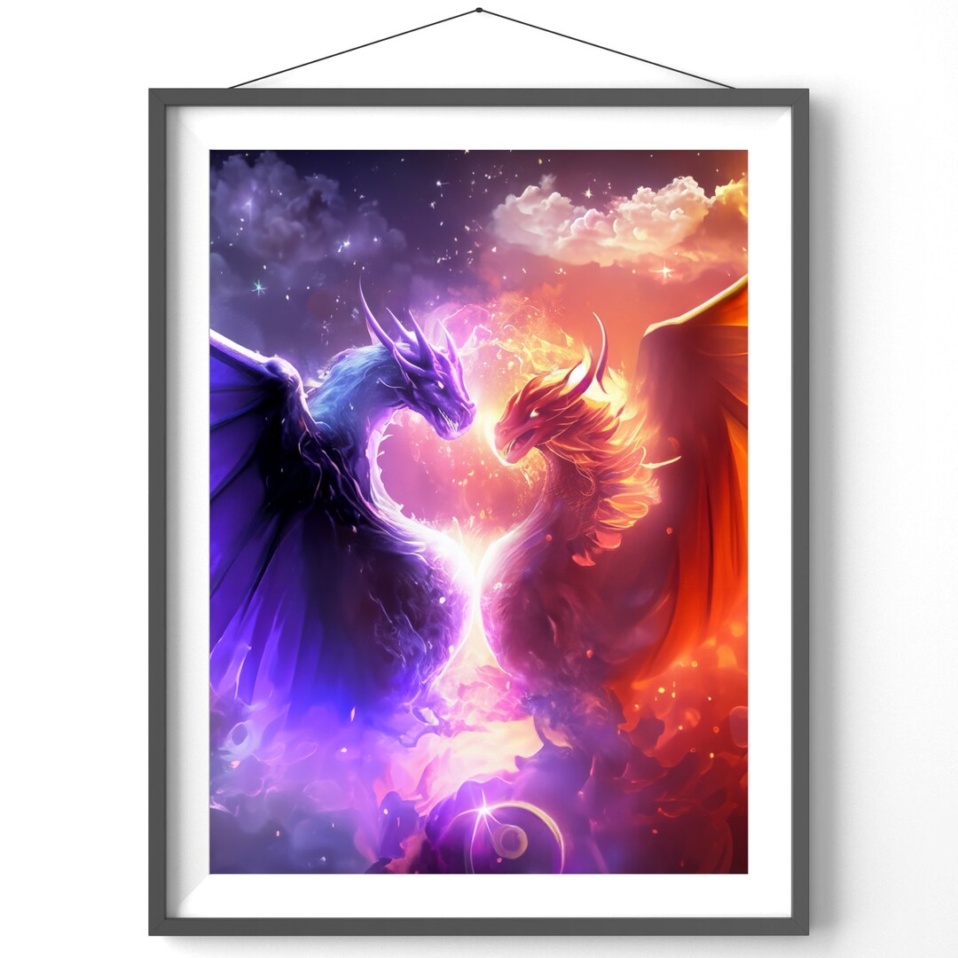 Fantasy Poster | Dragon and Phoenix, Matte Vertical Posters, Fantasy ...