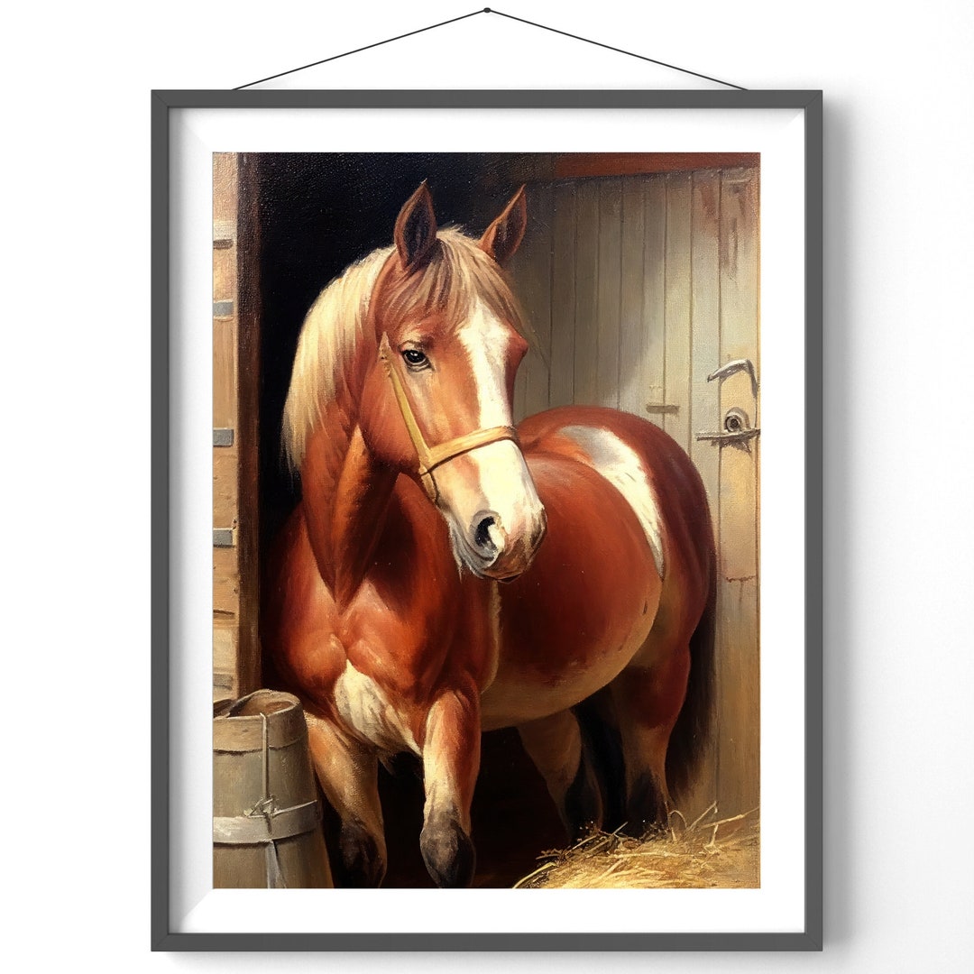 Vintage Horse Poster, Matte Vertical Posters, Oil Paint Wall Art ...