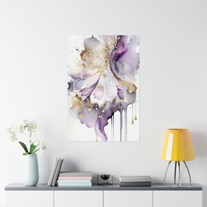Purple Abstract Poster, Matte Vertical Posters, Gold Wall Art ...