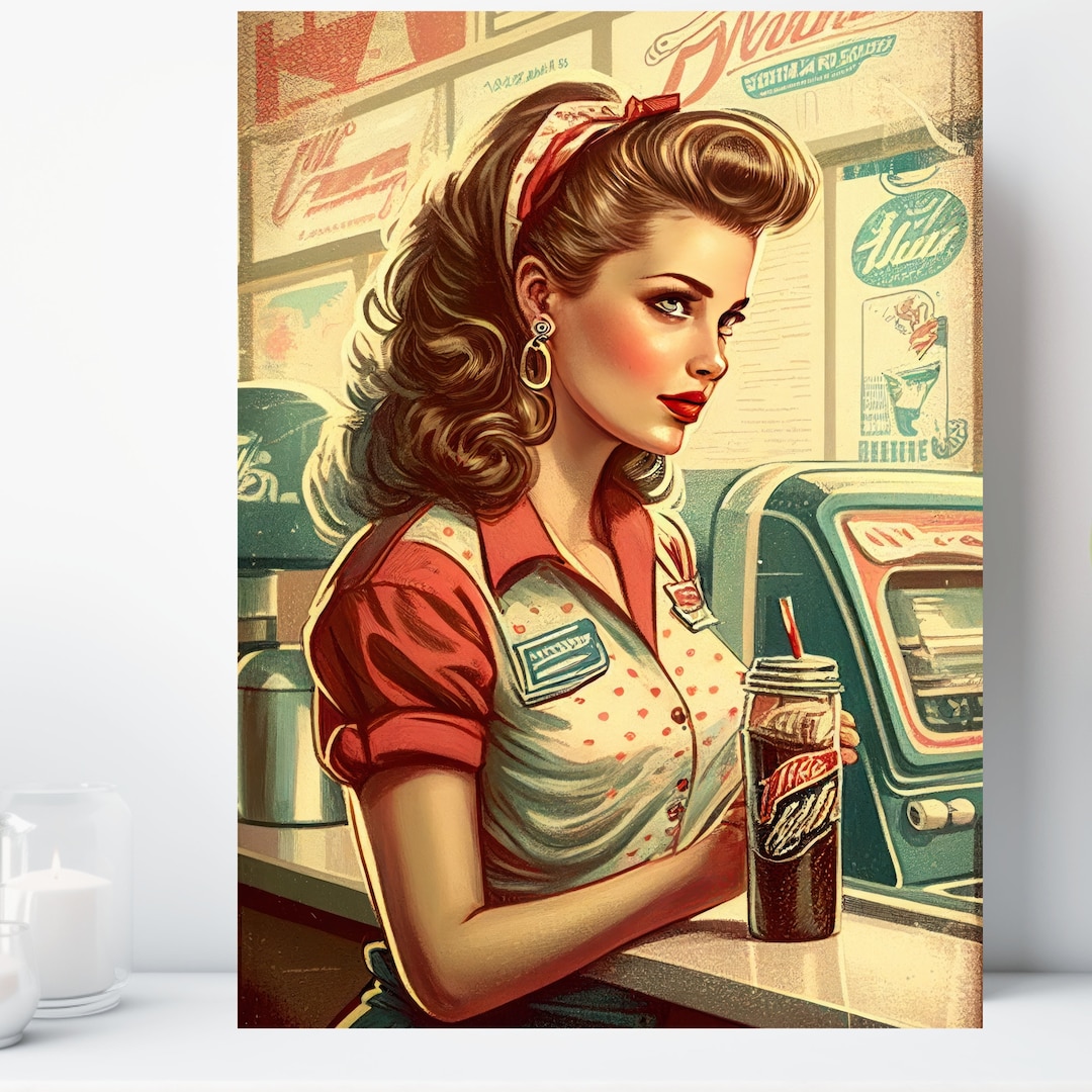 1950s Retro Canvas Print Wrapped Canvas 50s Wall Art Ready - Etsy