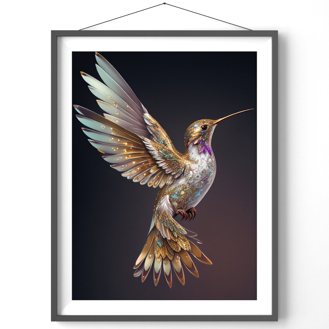 Poster colibri néon, posters verticaux mats, art mural oiseau, imprimé ...