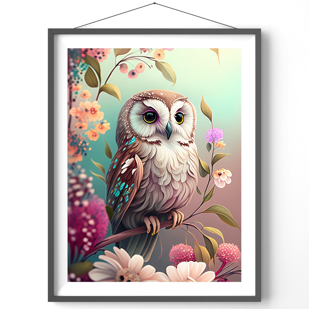 Garden Owl Poster, Matte Vertical Posters, Animal Wall Art, Owl Lover ...