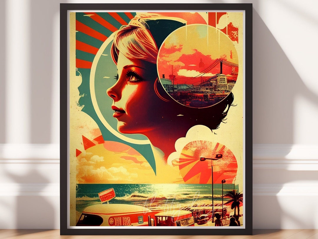 Retro Wall Art: 50s Digital Download, Colorful Home Decor, Vintage ...