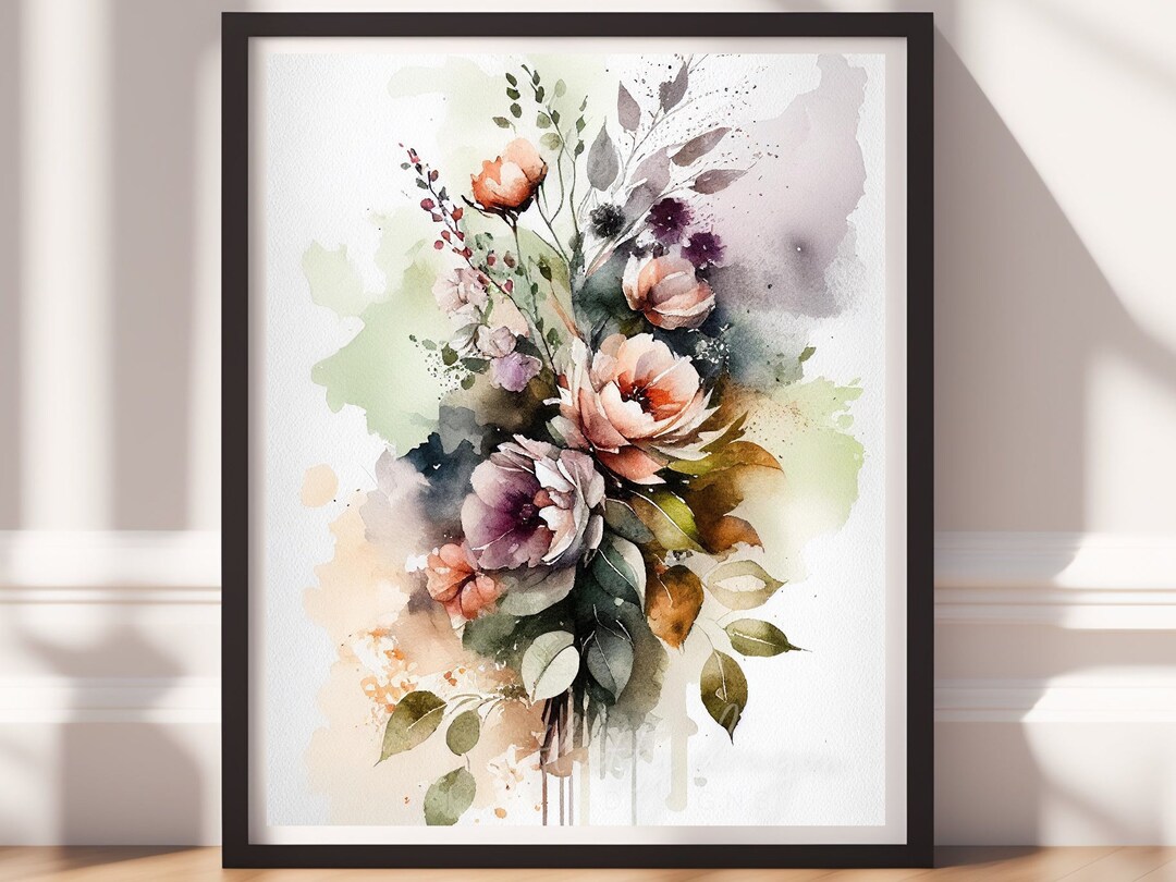Watercolor Flowers V4, Digital Download, Floral Wall Art, Instant Print ...