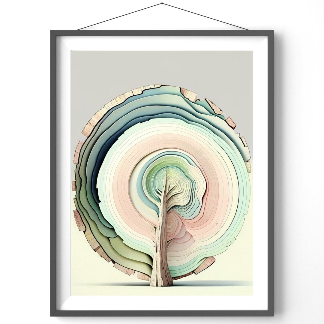 Tree Rings Poster - Matte Vertical Abstract Wall Art, Tree Print for ...
