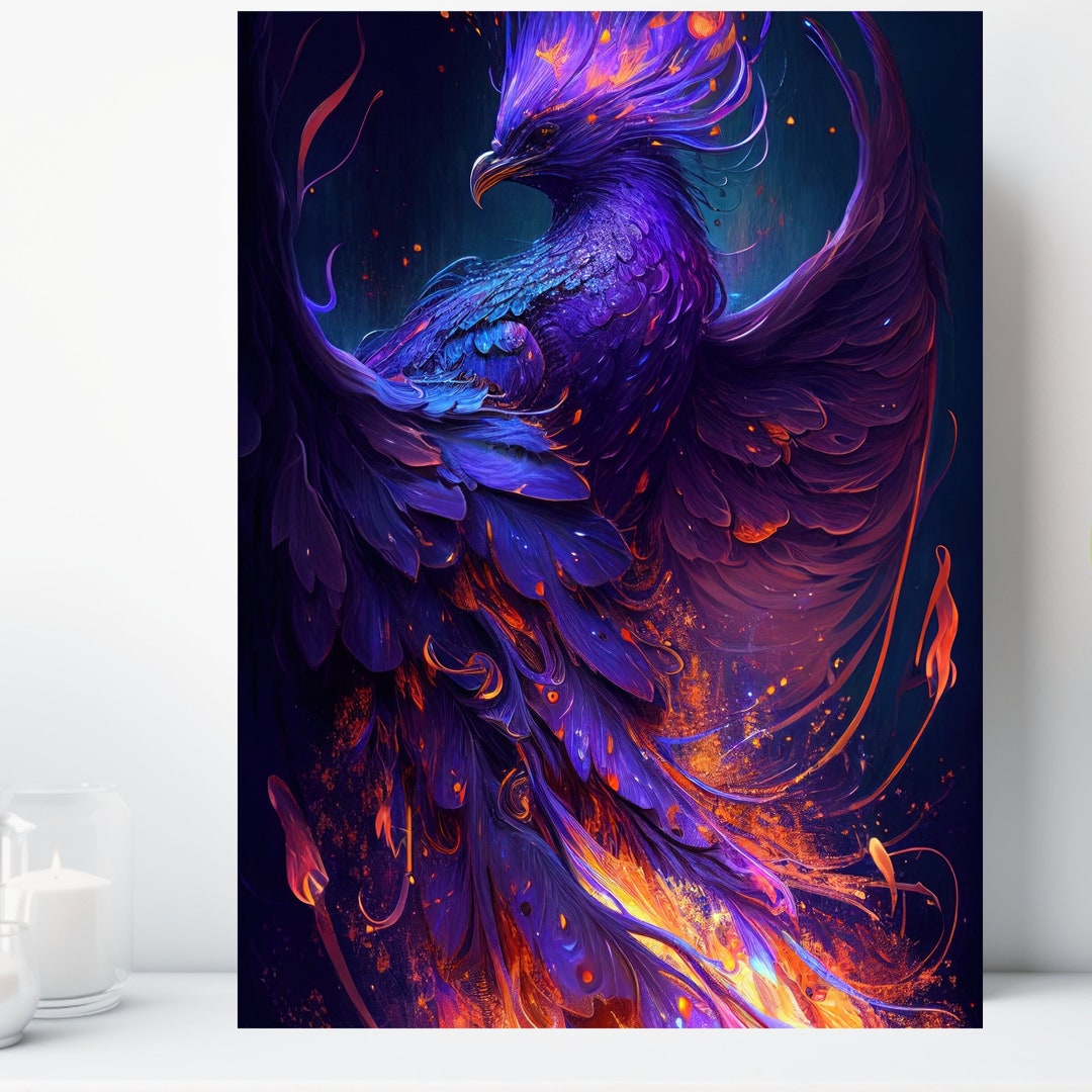 Phoenix Canvas Wall Art, Wrapped Canvas, Fantasy Bird Art, Ready to ...