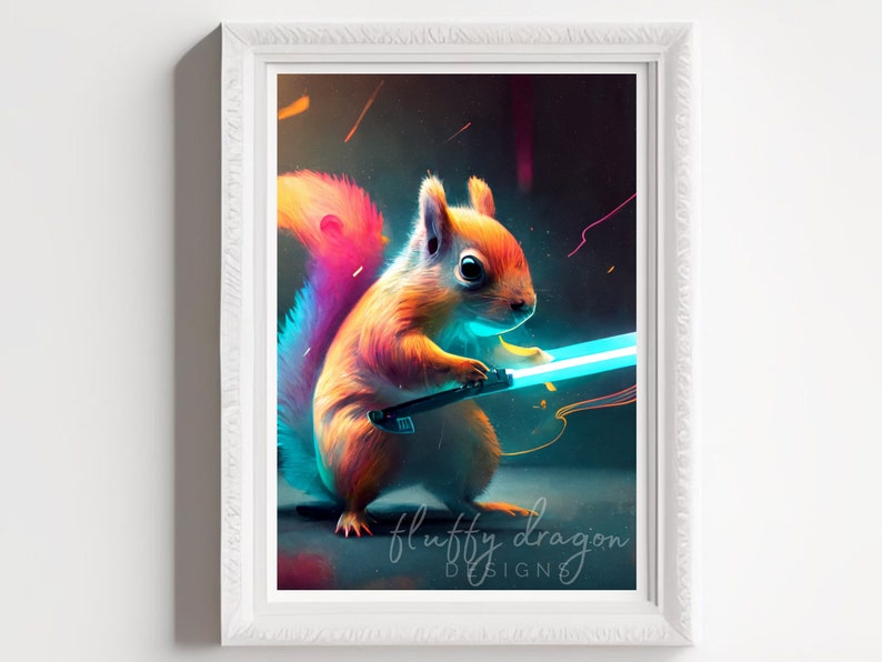 Digital Download Saber Squirrel Digital Art Game Art Game - Etsy